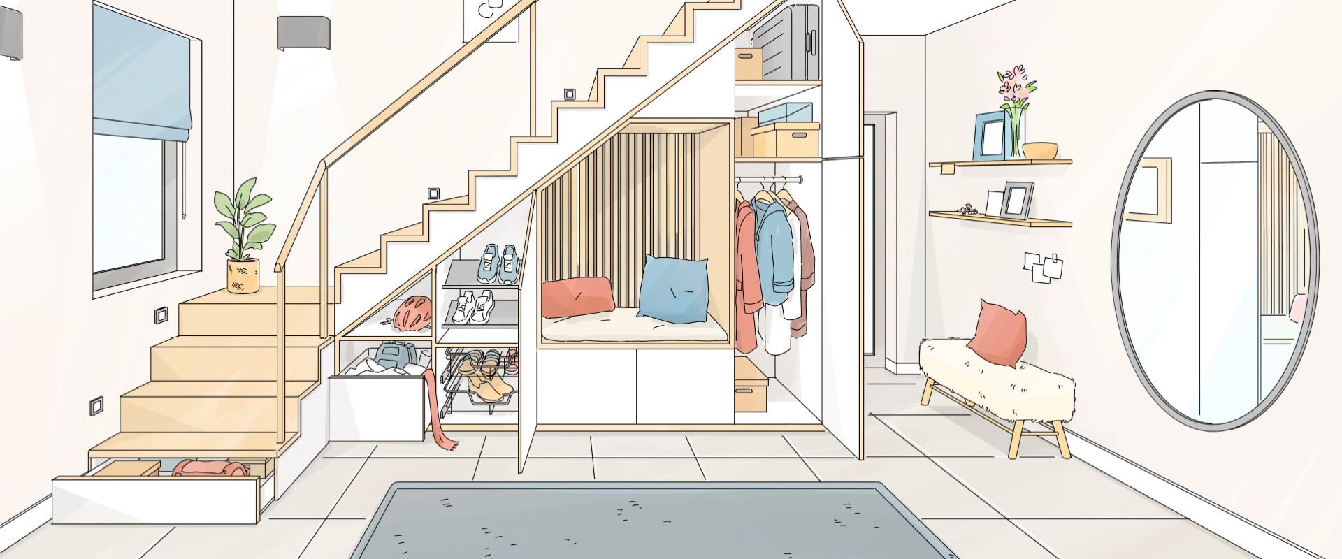 Mehr Stauraum im Flur: Tipps für den Treppenunterbau | richtiggut.de